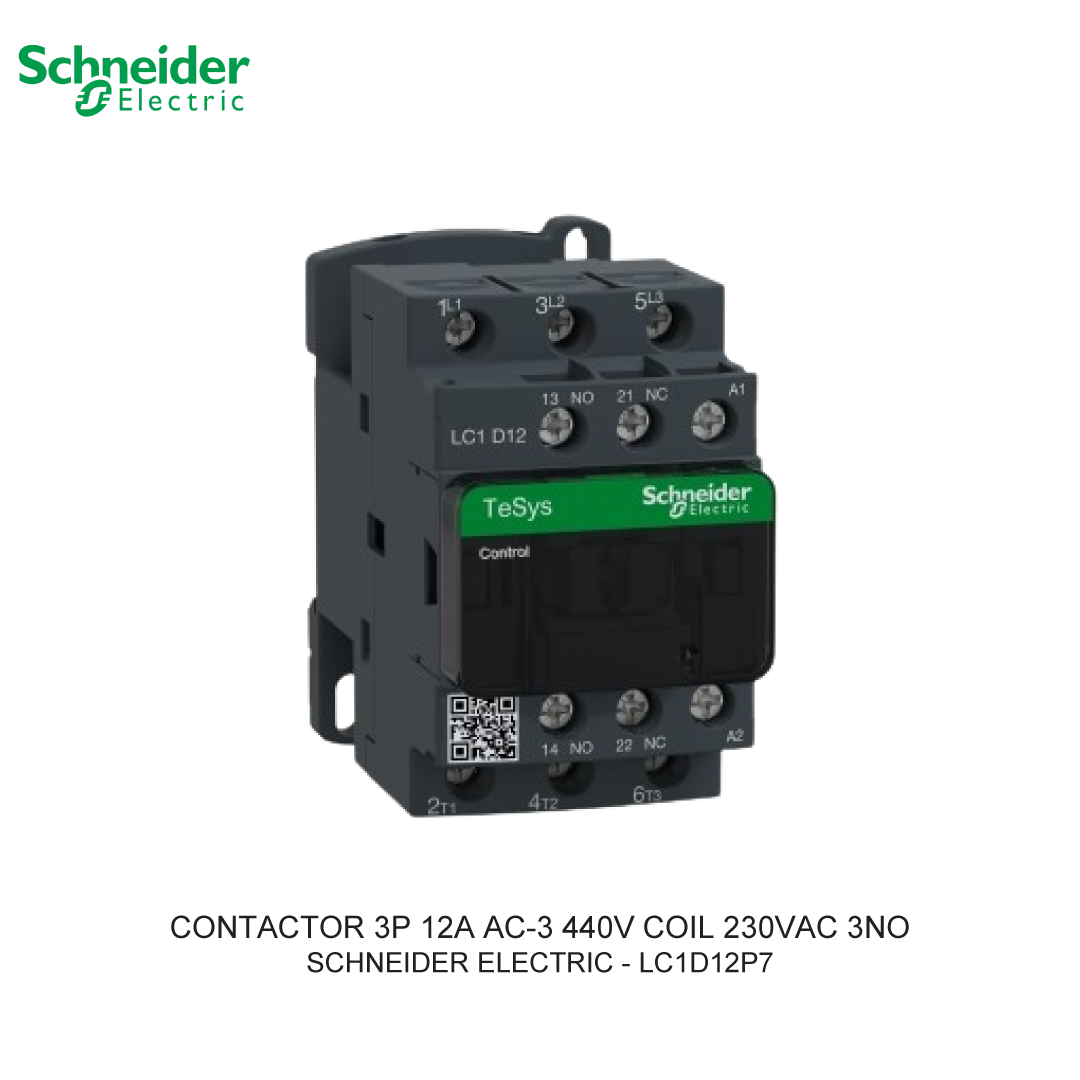 CONTACTOR 3P 12A AC-3 440V COIL 230VAC 3NO | ListrikKita.com