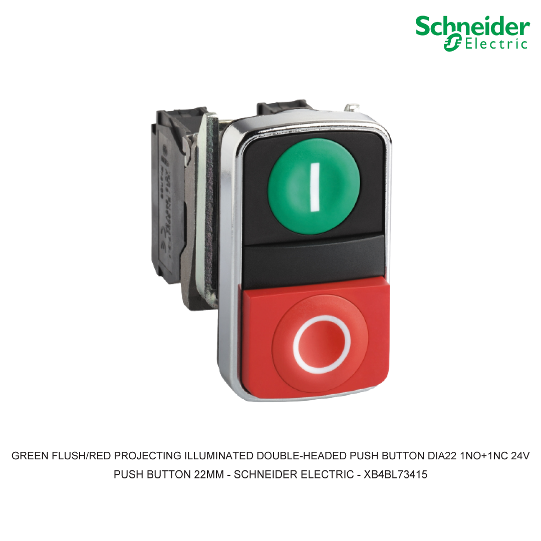 GREEN FLUSH/RED PROJECTING ILLUMINATED DOUBLE-HEADED PUSH BUTTON DIA22 ...